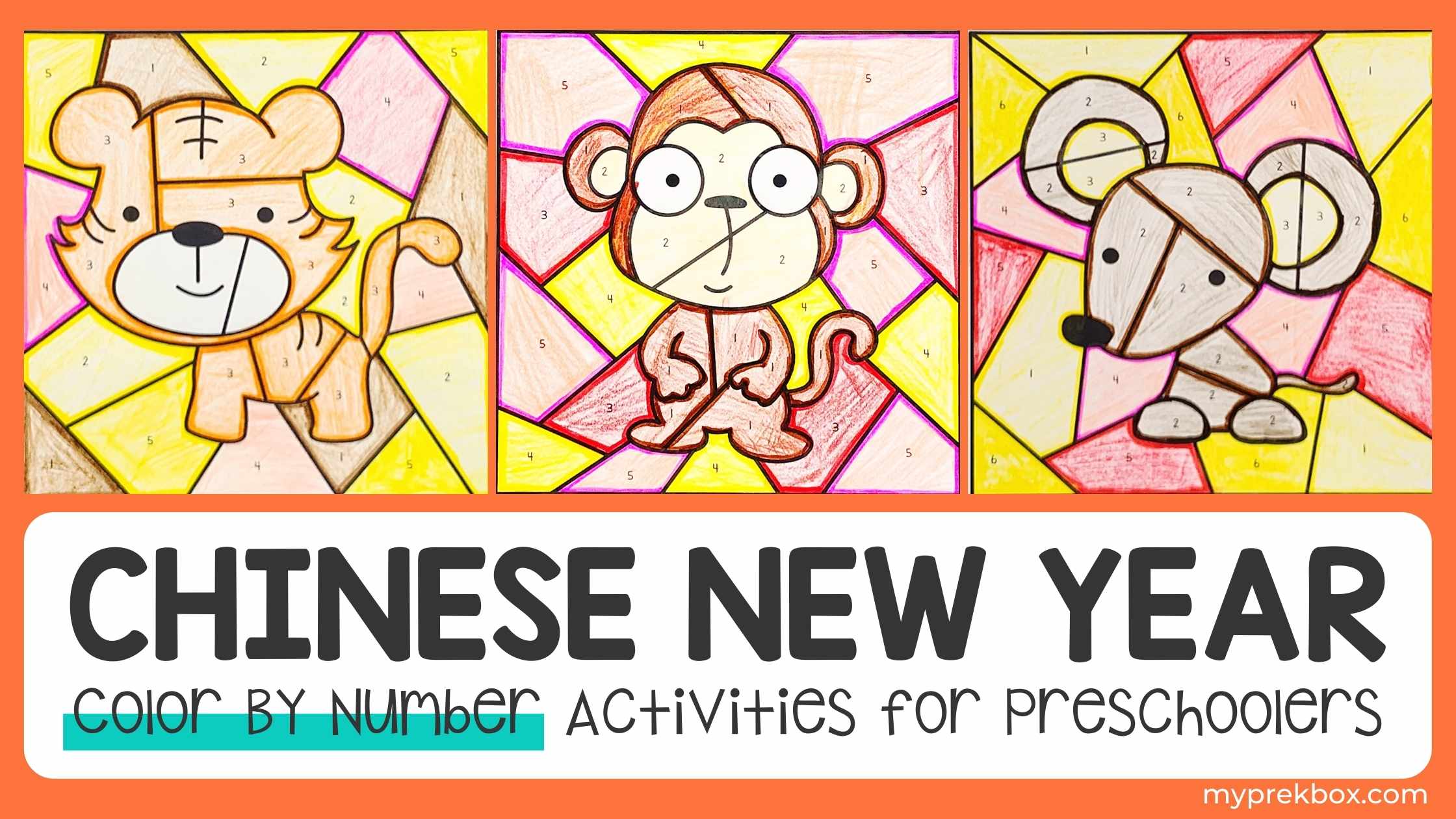 Chinese New Year Color By Number for Preschoolers